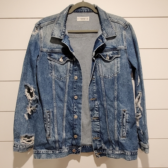 Mango | Jackets & Coats | Mango Oversized Boyfriend Blue Jean Jacket ...